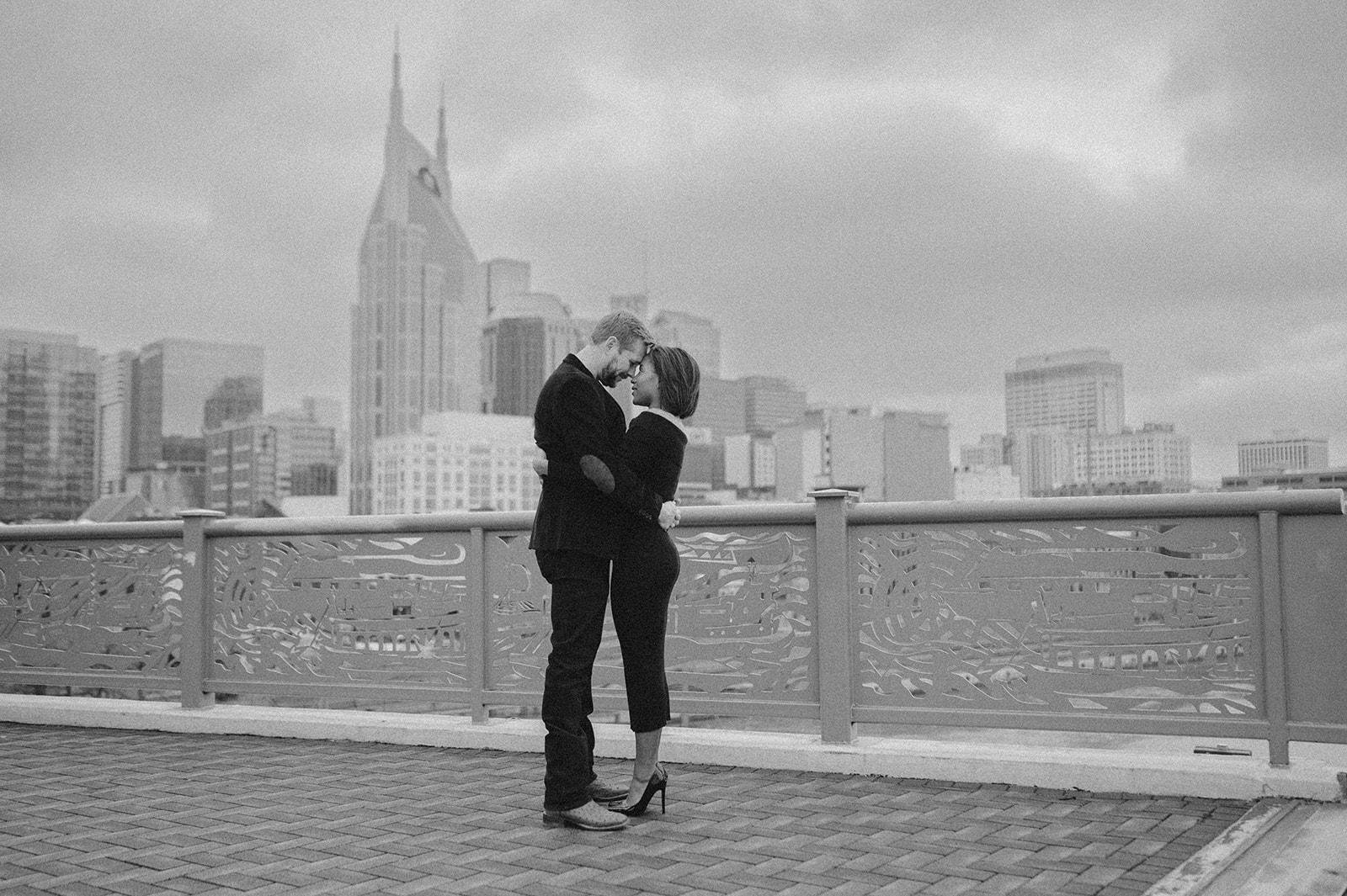 Pedestrian Bridge Engagement, Nashville, TN - Fall Marigold Photo