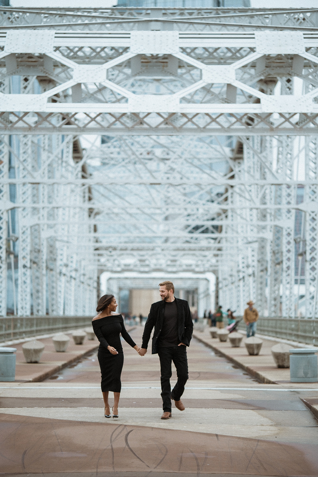 Pedestrian Bridge Engagement, Nashville, TN - Fall Marigold Photo