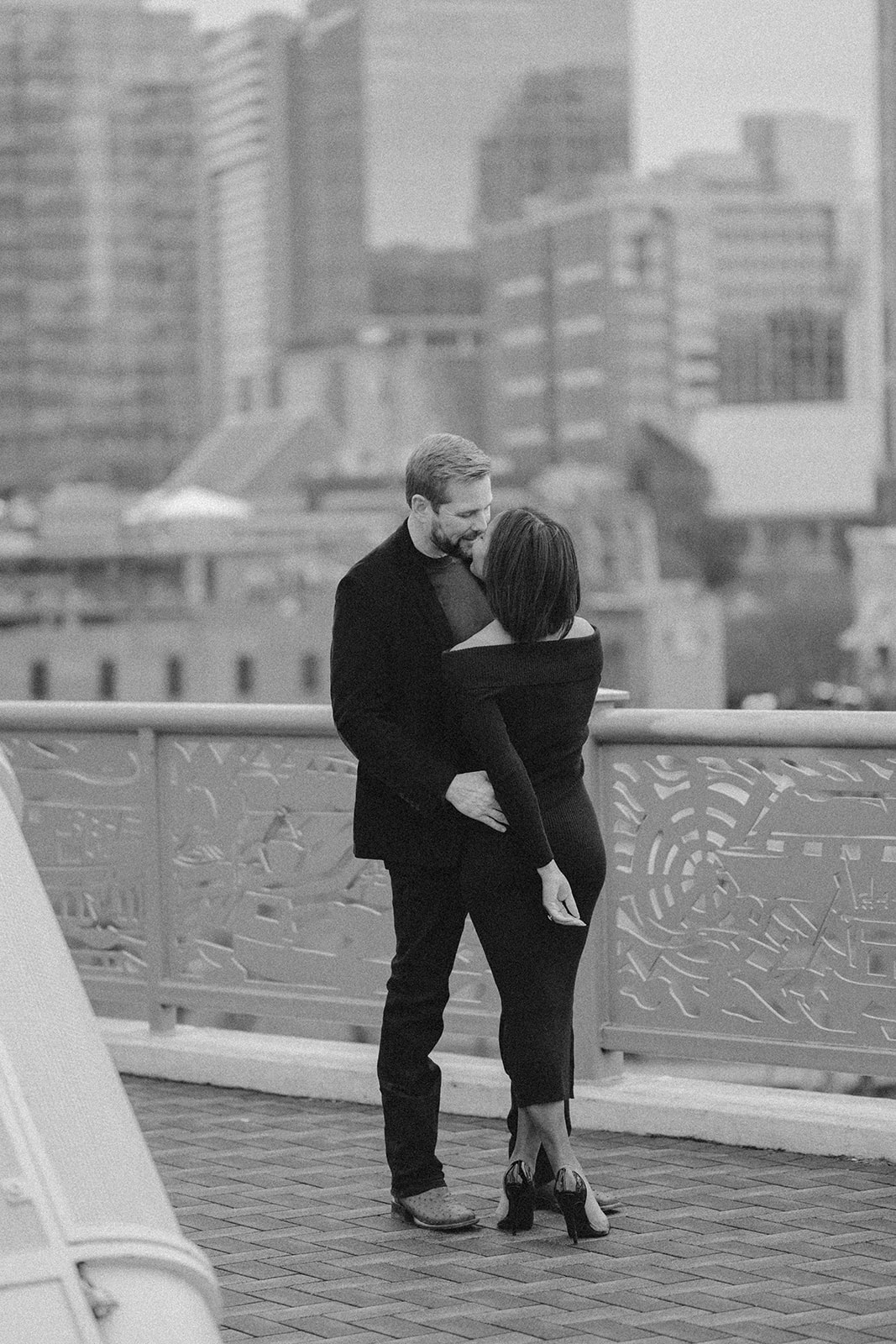 Pedestrian Bridge Engagement, Nashville, TN - Fall Marigold Photo