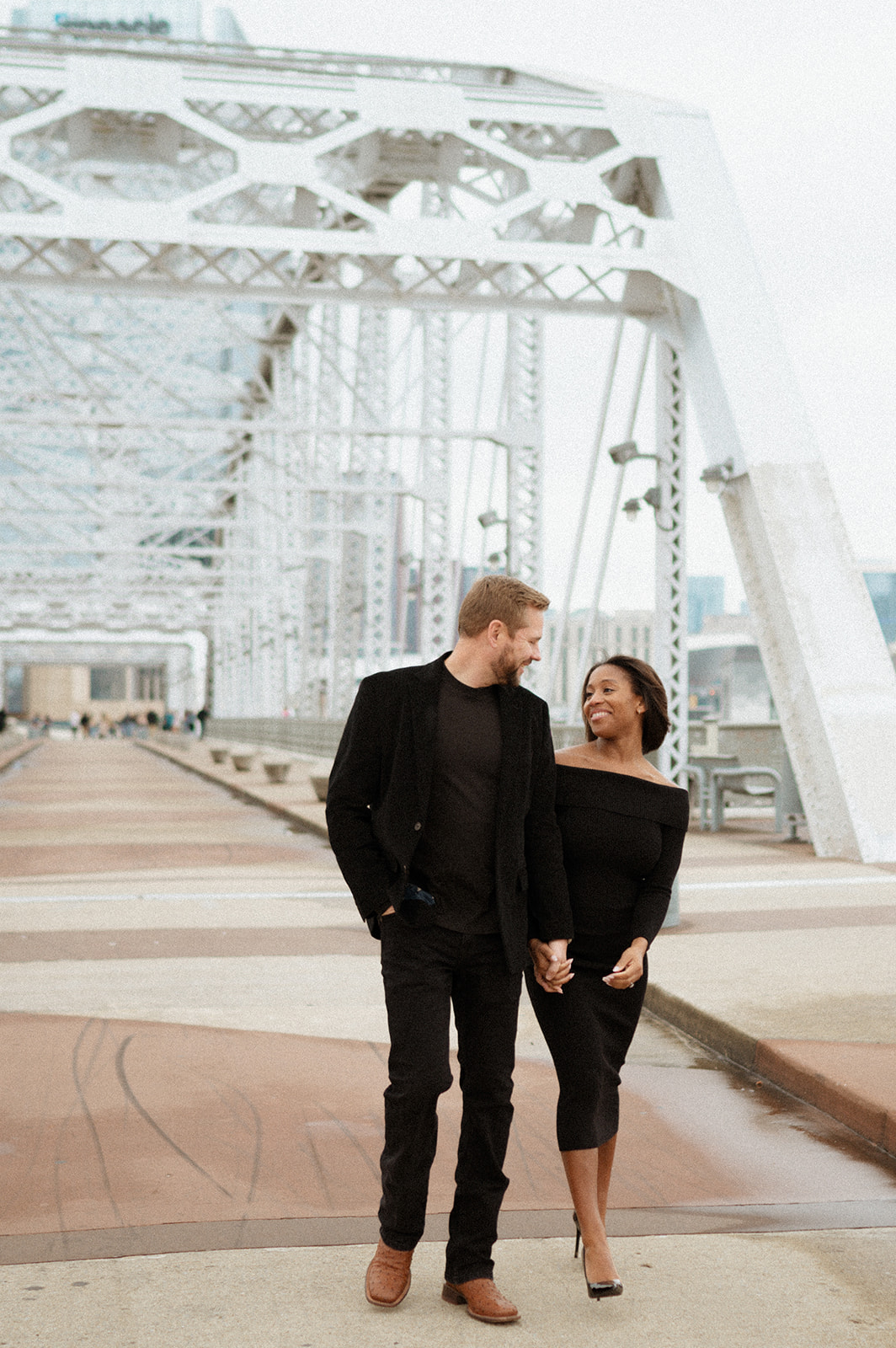 Pedestrian Bridge Engagement, Nashville, TN - Fall Marigold Photo