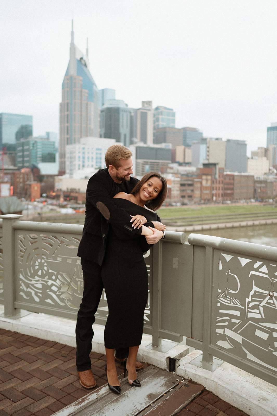 Pedestrian Bridge Engagement, Nashville, TN - Fall Marigold Photo