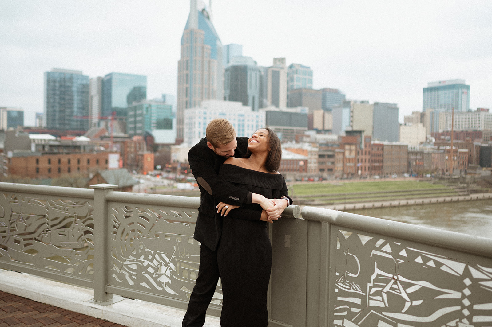 Pedestrian Bridge Engagement, Nashville, TN - Fall Marigold Photo